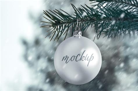 Premium Psd Mockup Of Christmas Ball Ornament Hanging On Pine Tree