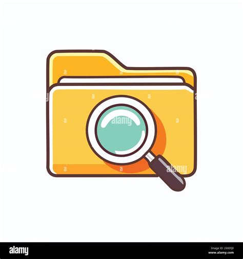 Folder With Magnifying Glass Icon Yellow Folder With A Magnifying