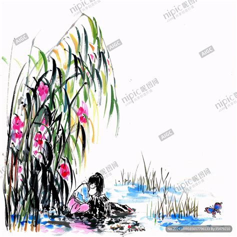 Ai创作图杨柳水墨画 小桥流水年画水墨画 手绘芦苇荡 柳浪闻莺手绘 荷花柳树柳条柳枝 池中国画荷叶 水墨风杨柳 柳絮柳枝柳叶池塘荷塘 水池水墨丹青国画 芦苇水墨画 手绘垂柳山水 手绘河塘山水