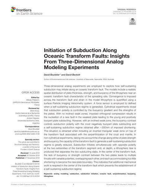 Pdf Initiation Of Subduction Along Oceanic Transform Faults Insights