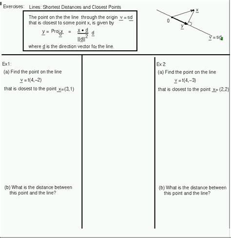 Solved Exercises Lines Shortest Distances And Closest Chegg
