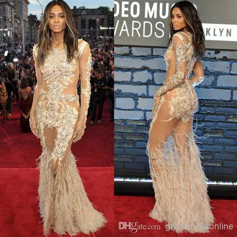 Ciara See Through Lace Appliqued Beaded Sexy Nude Sheer Illusion Tulle