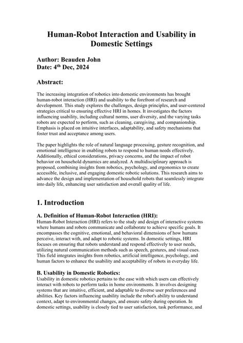 Pdf Human Robot Interaction And Usability In Domestic Settings