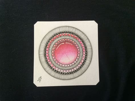 Zen Gem Using Polychromo Colour Pencils On A 9cm Tile Zentangle