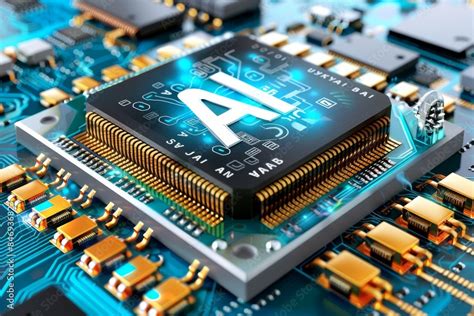 Ai Microchip With Neon Lights Digital Art Technology Innovation Artificial Intelligence High