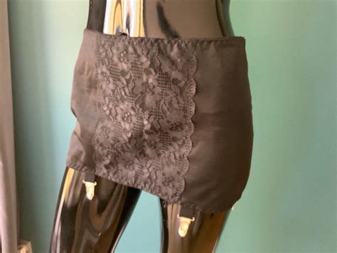 Vintage Lingerie Black Garter Belt Elastic Capron Lace Etsy