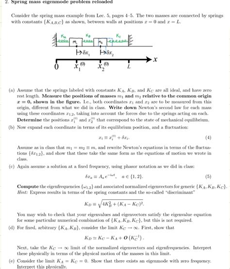Solved Spring Mass Eigenmode Problem Reloadedconsider The
