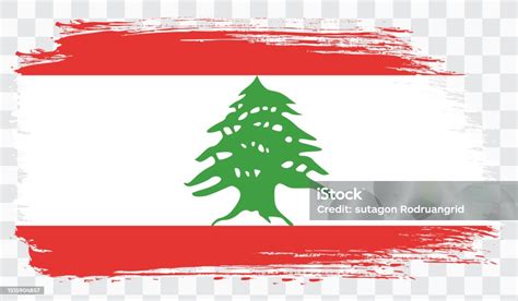 레바논 국기와 함께 그런 지 브러시 스트로크 수채화 그림 깃발 포스터 국기의 배너 스타일 수채화 그리기 투명한 배경에 격리된 벡터입니다 국기에 대한 스톡 벡터 아트 및 기타
