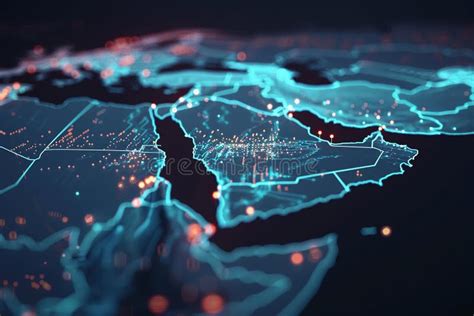 Digital Map Of Saudi Arabia And Middle East And North Africa