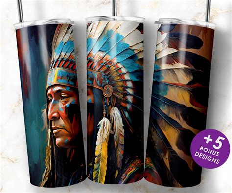 Native American Sublimation Tumbler Wrap Designs 20oz Skinny Tumbler