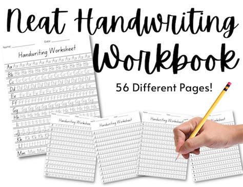 Printable Handwriting Worksheets Neat Handwriting Workbook Etsy