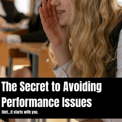the secret to avoiding performance problems