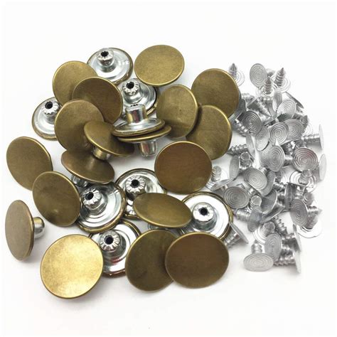 Sets No Sew Jean Buttons Mm Antique Brass Buttons With Tack Rivet EBay