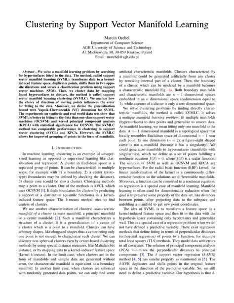 pdf clustering by support vector manifold learning