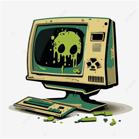 Computer Monitor Vector Sticker Clipart Computer With A Green Splatter