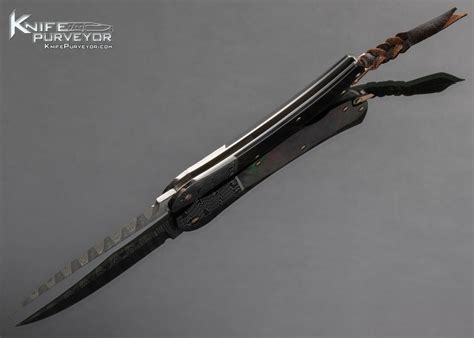 Warren Osborne Custom Knife Black Lip Tahitian Pearl Shell And Damascus