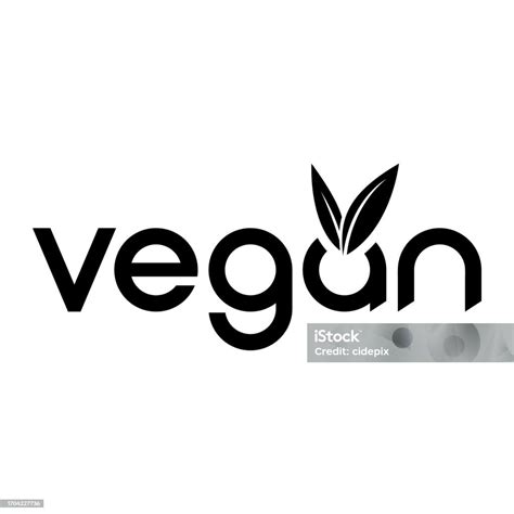 검은색 V자형 잎이 있는 Vegan Text 로고 개념에 대한 스톡 벡터 아트 및 기타 이미지 개념 건강한 식생활 검은색