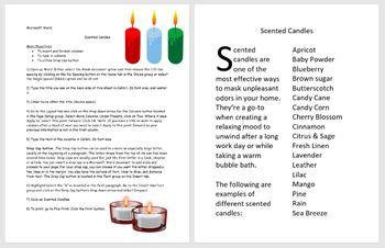Microsoft Word Activity Creating Columns In Word Scented Candles