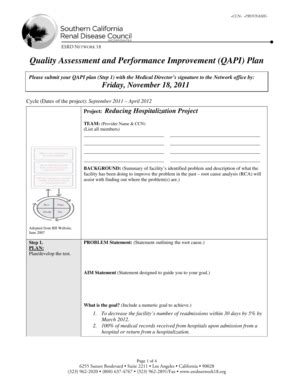 Fillable Online Esrdnetwork PDSA Template ReducingHospt WEBSITEdoc Esrdnetwork Fax