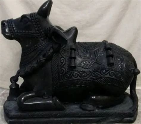 Traditional Hindu Marble Black Nandi Statue, For Worship, Size: 15 Inch ...