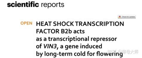 Sr 首尔大学用酵母单杂交技术揭示热休克转录因子 B2b 作为 Vin3 的转录抑制因子，vin3是一种由长期寒冷诱导的开花基因 知乎