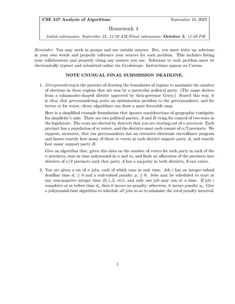 Hw F23 4 Homework Assignment Cse 347 Analysis Of Algorithms