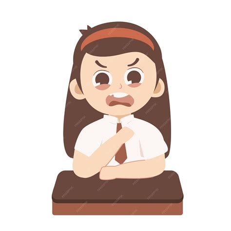 교실에서 화난 여학생 프리미엄 벡터