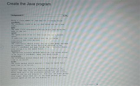 Solved Create The Java Program Assignment 4 25 Write A