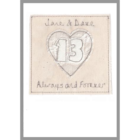 Personalised 13th Lace Wedding Anniversary Card By Milly And Pip Ts