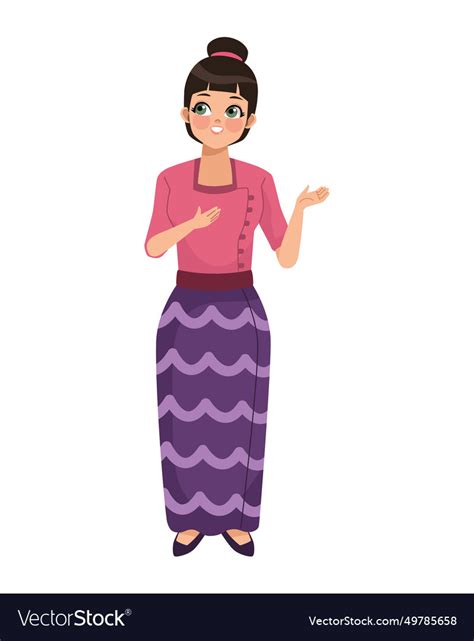 Myanmar Woman Character Royalty Free Vector Image