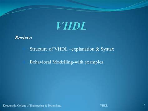 Vhdl Behavioral Programs Structure Of Vhdl Ppt