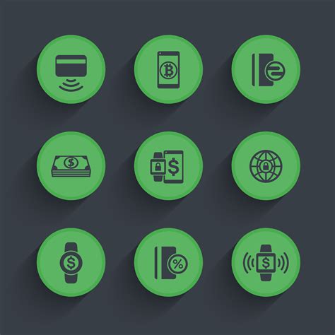 Modern Payment Methods Icons Set Contactless Card Paying With