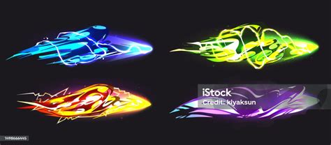 Game Mantra Ajaib Jejak Cahaya Vfx Berwarna Hijau Neon Ilustrasi Stok