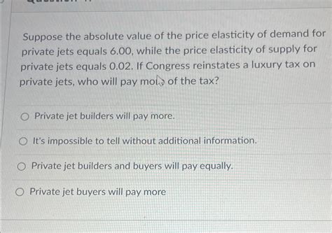 Solved Suppose The Absolute Value Of The Price Elasticity Of