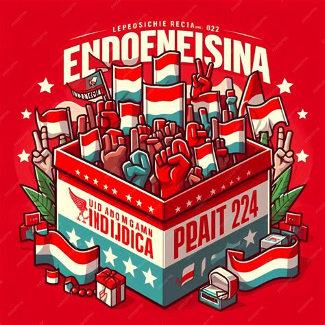Premium Ai Image Indonesian Election Day 2024 Box Vector Red Background
