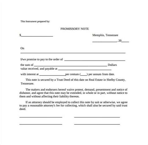 Promissary Note Template Midi