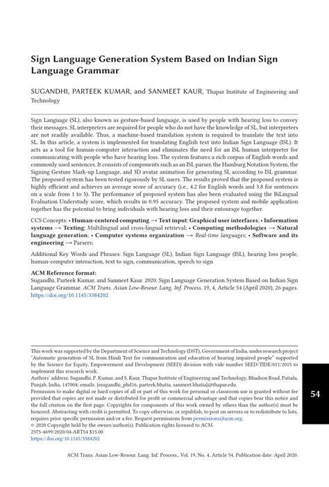 PDF Sign Language Generation System Based On Indian Sign Language Grammar