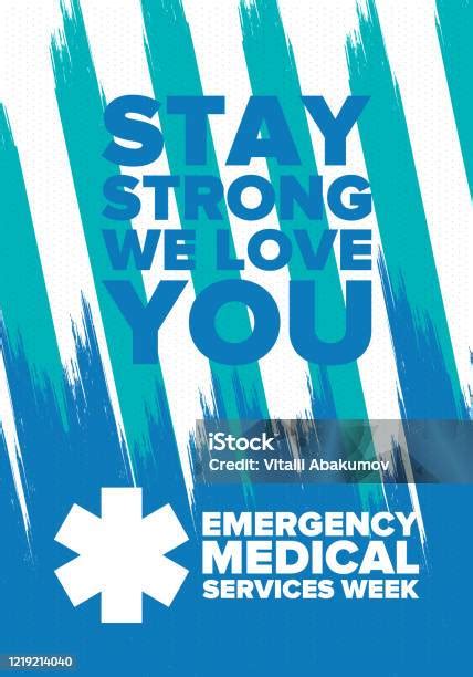 5 월 응급 의료 서비스 주간 미국에서 매년 축하 제어 및 보호 의료 의료 디자인 포스터 카드 배너 및 배경 벡터 일러스트레이션 5월에 대한 스톡 벡터 아트 및 기타 이미지