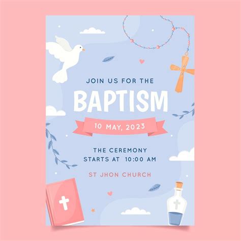 Premium Vector Hand Drawn Baptism Poster Template