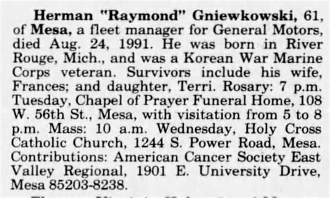 Ray Gniewkowski Obit ™
