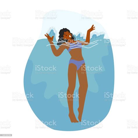 여성 캐릭터는 물에 잠겨 물에 떠 있기 위해 고군분투합니다 그녀의 표정에는 공포와 절망이 역력하다 수영 동작 활동에 대한 스톡 벡터 아트 및 기타 이미지 Istock