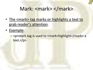 HTML Text Formatting Tags PPT