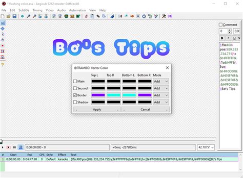 GitHub Baonguyen TRAMBO Aegisub Automation VectorColor Tool For Adding Vector Colors In