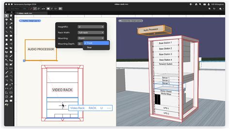 Connectcad 3d Rack Workflow Panel Visualization Vectorworks 2024