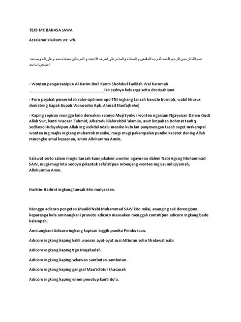 Contoh Mc Pernikahan Terbaru