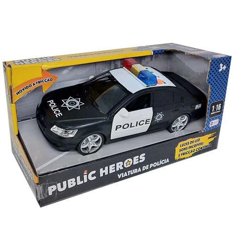 Carrinho De Polícia Com Luz Som Fricção E Portas Que Abrem E Fecham