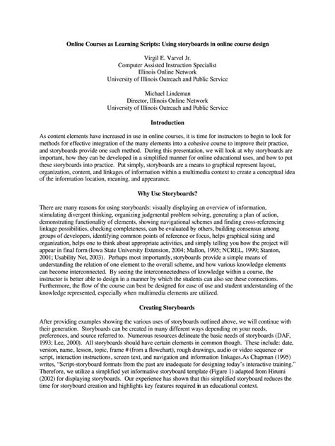Fillable Online Online Courses As Learning Scripts Using Storyboards