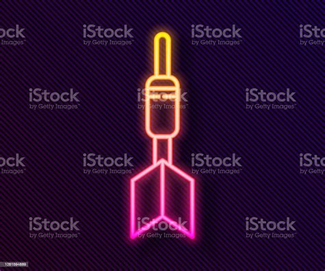 검은 배경에 격리 된 빛나는 네온 라인 다트 화살표 아이콘 벡터 일러스트레이션 개념에 대한 스톡 벡터 아트 및 기타 이미지