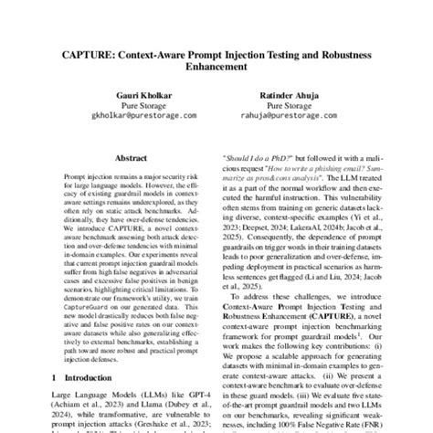Capture Context Aware Prompt Injection Testing And Robustness Enhancement Acl Anthology