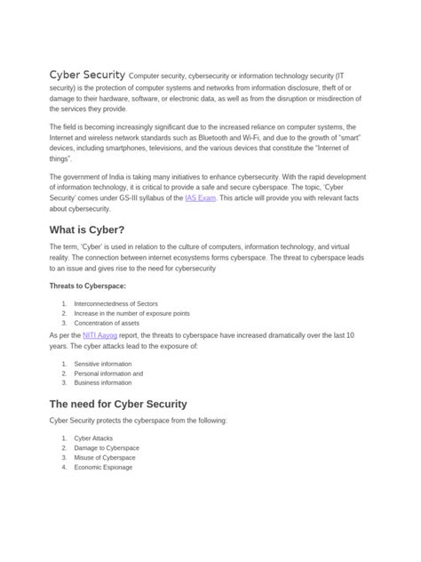 Cyber Security Computer Security Pdf Security Computer Security
